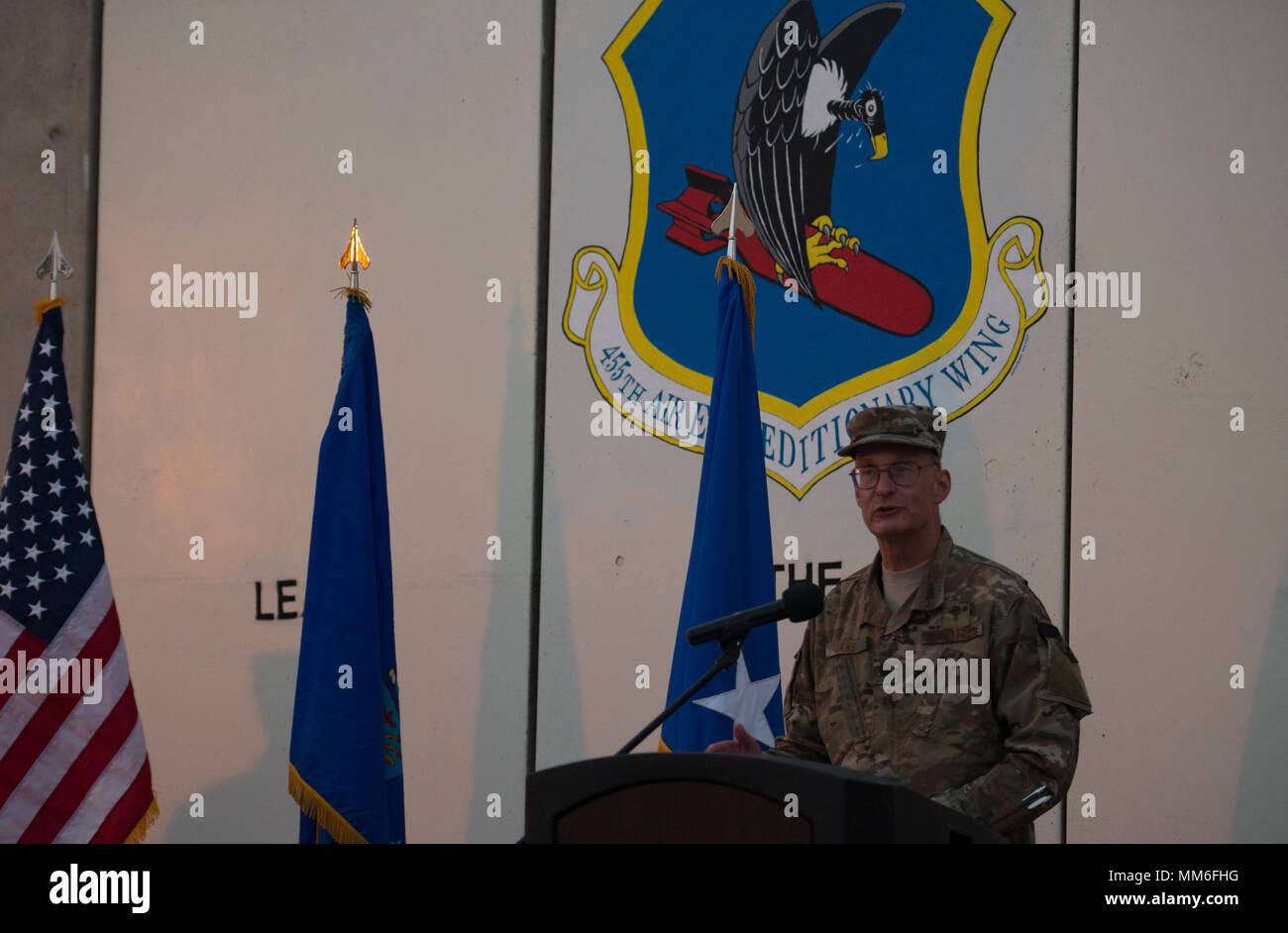 Chaplain (Lt. Col.) Greg Jans, 455th Air Expeditionary Wing, talks ...