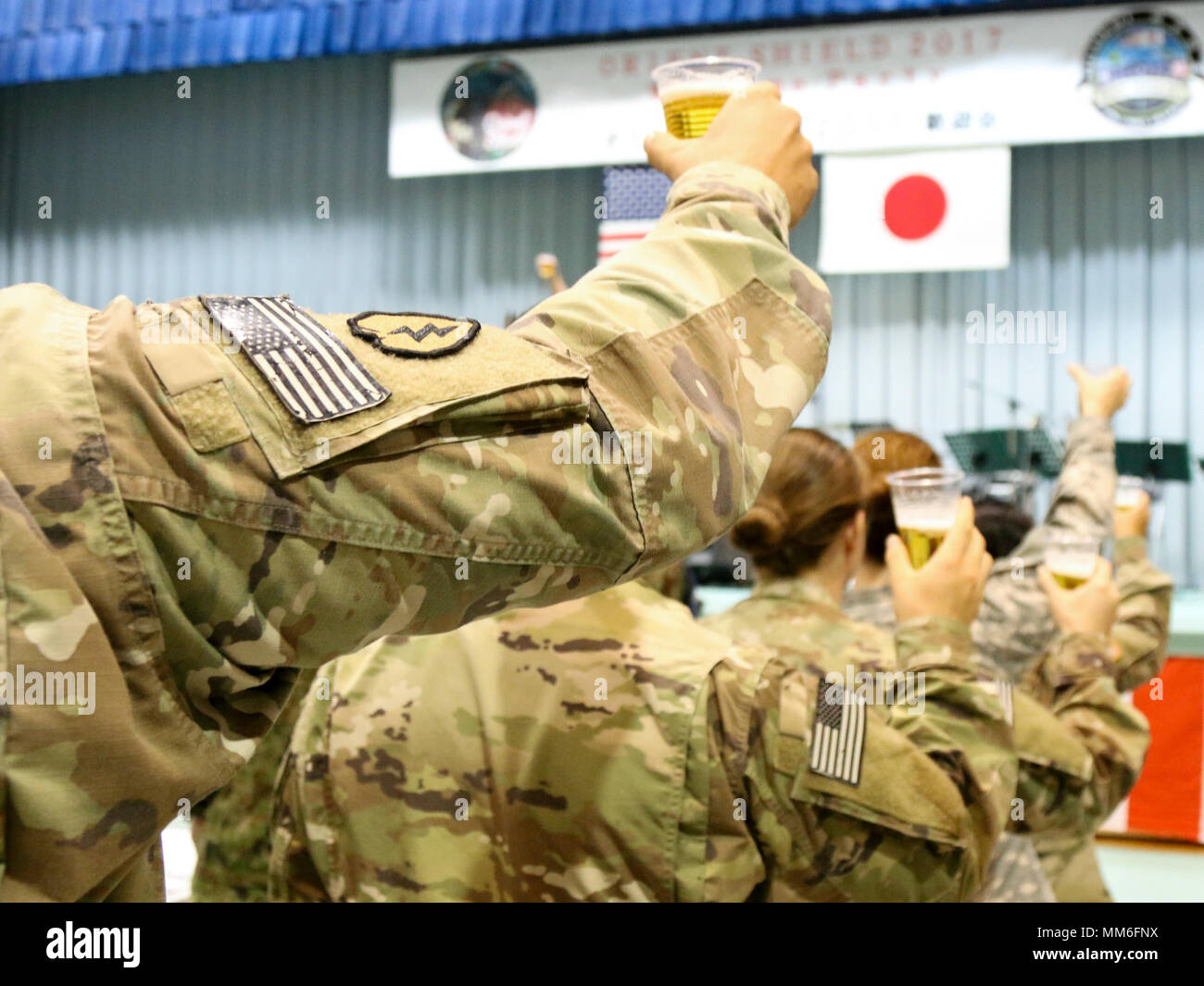 U.S. Army Soldiers cheers the start of Orient Shield 2017 September 11 ...
