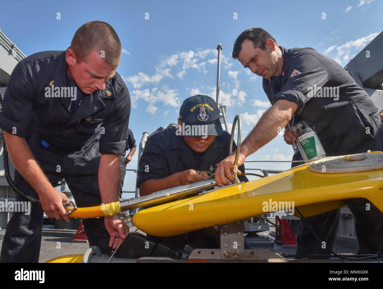 LOS ANGELES (SEPT. 6, 2017) Sailors assigned to Avenger-class mine ...