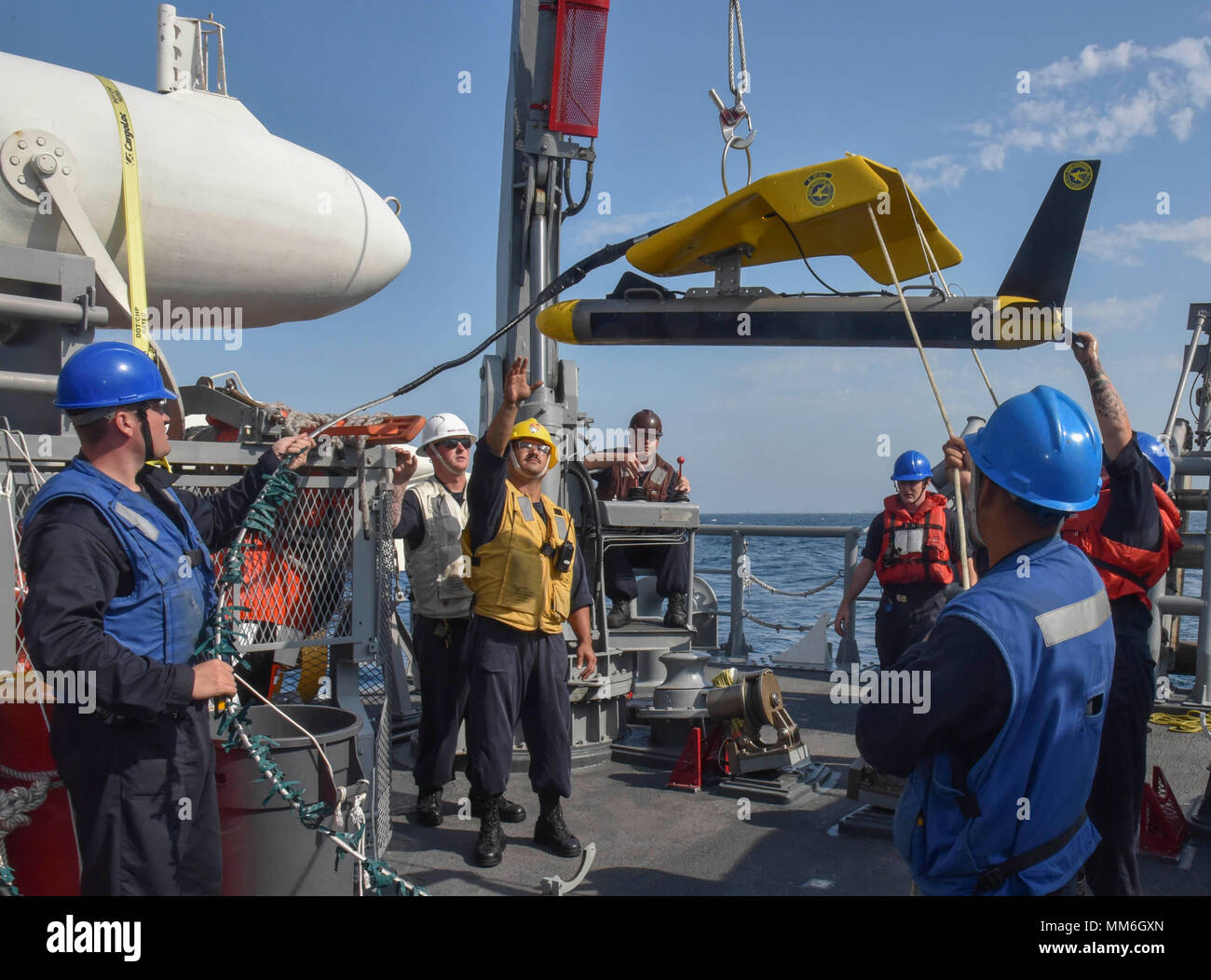 LOS ANGELES (SEPT. 6, 2017) Sailors attached to Avenger-class mine ...