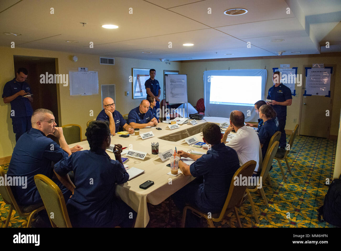 The incident command staff for the Sector Key West Incident Management ...