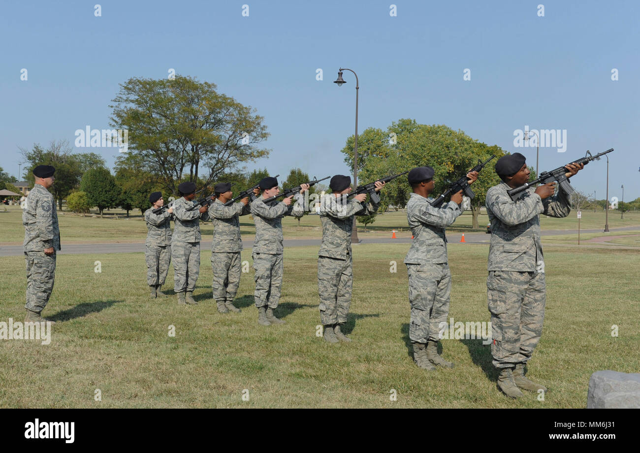 Defenders assigned to the 22nd Security Forces Squadron render a three ...