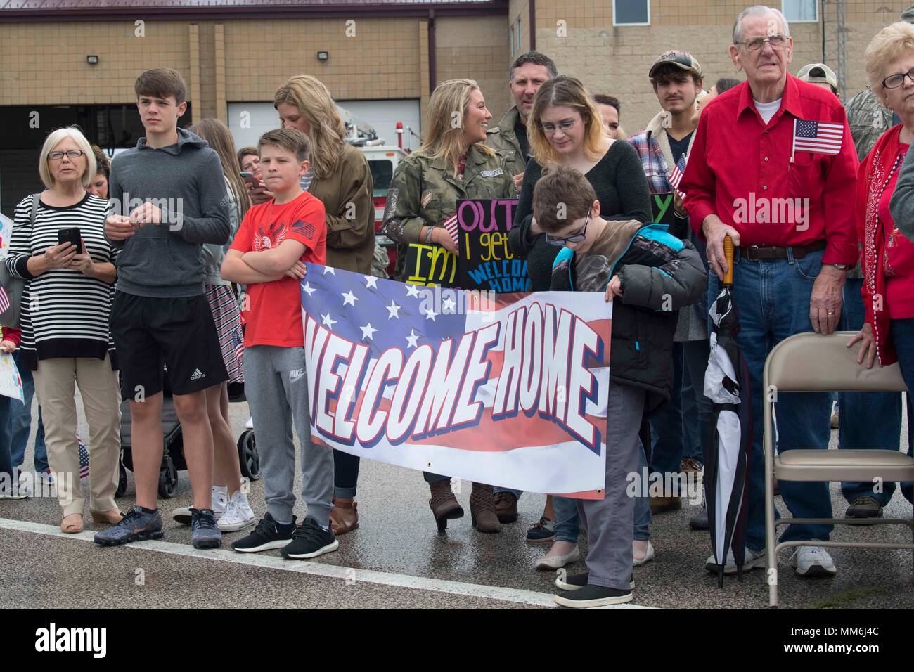 Family members of 130th Airlift Wing Airmen wait for their loved ones ...