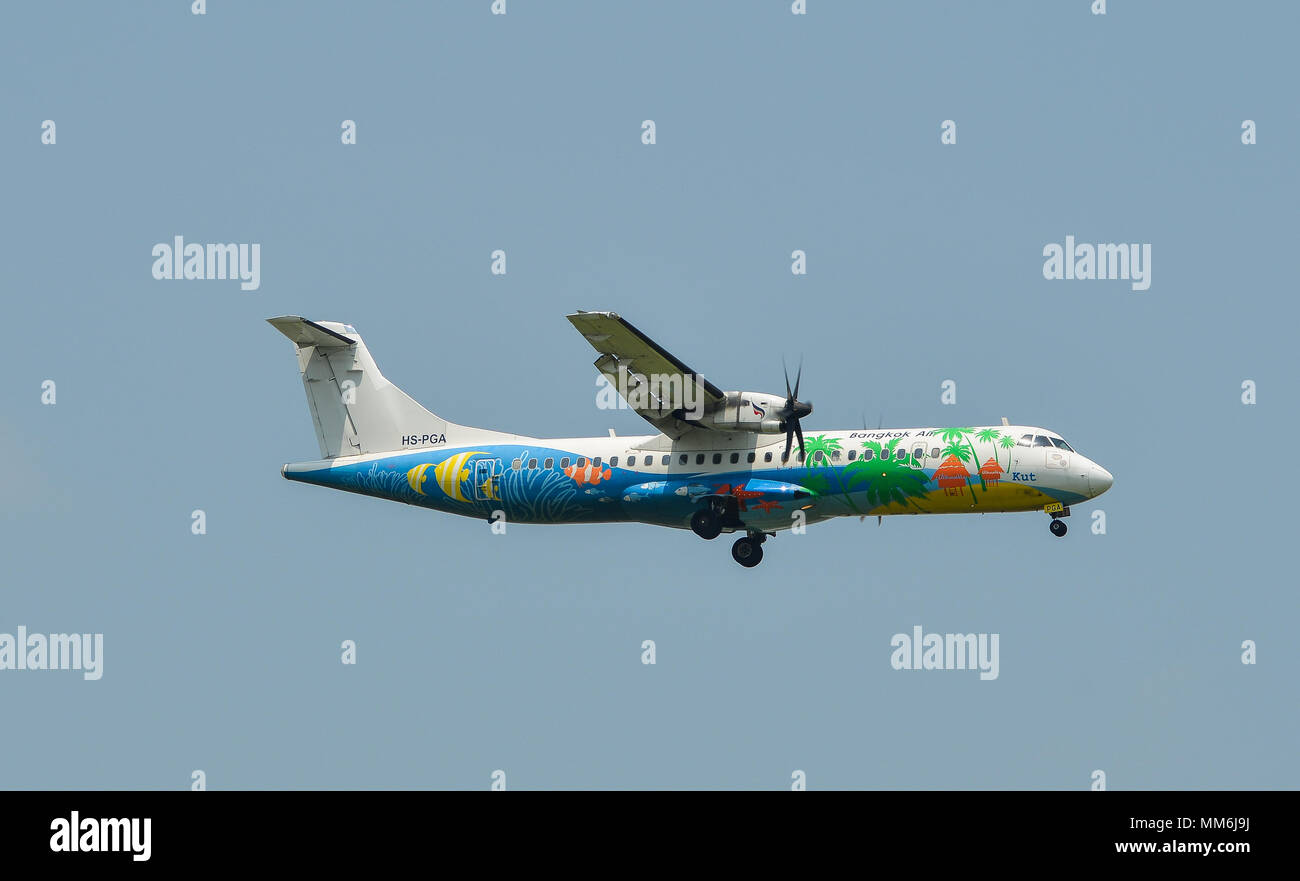 Bangkok, Thailand - Apr 23, 2018. An ATR 72 airplane of Bangkok Air ...