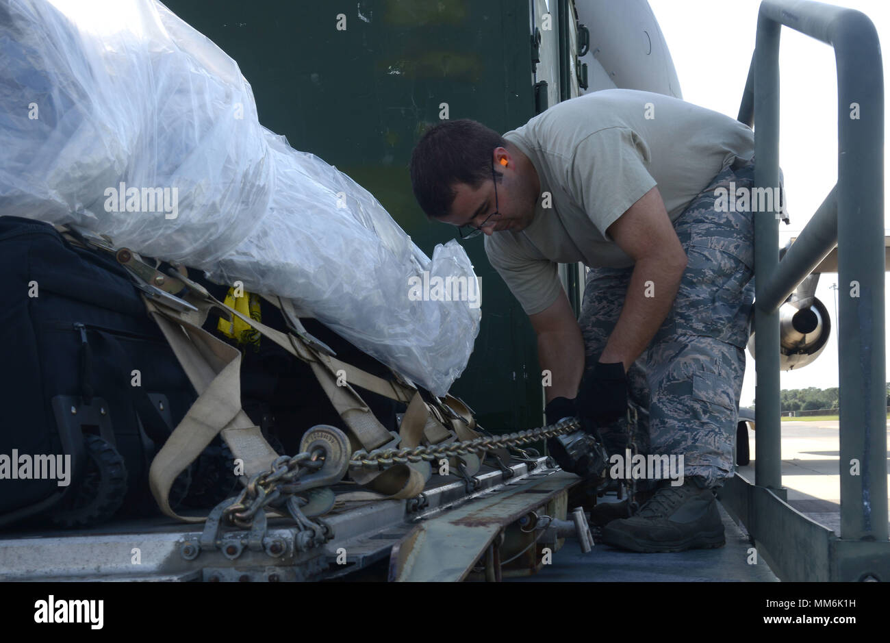 A U.S. Air Force Airman assigned to the 6th Logistics Readiness ...