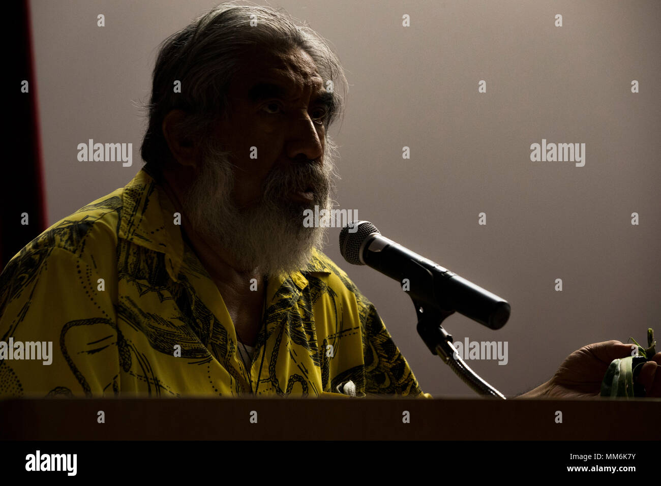 Mr. Aaron Mahi, Chaplain, Community of Christ Makiki, speaks to the ...