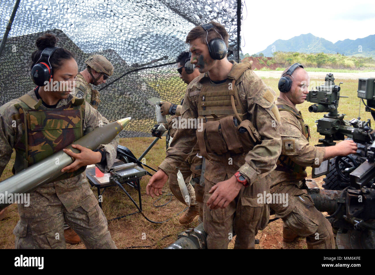 Artillerists assigned to the 163 Battery, 16 Field Regiment, Royal New ...