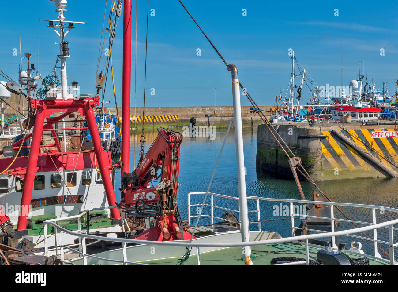 MACDUFF ABERDEENSHIRE SCOTLAND SHIPYARD OR BOATYARD ON THE DECK OF A ...