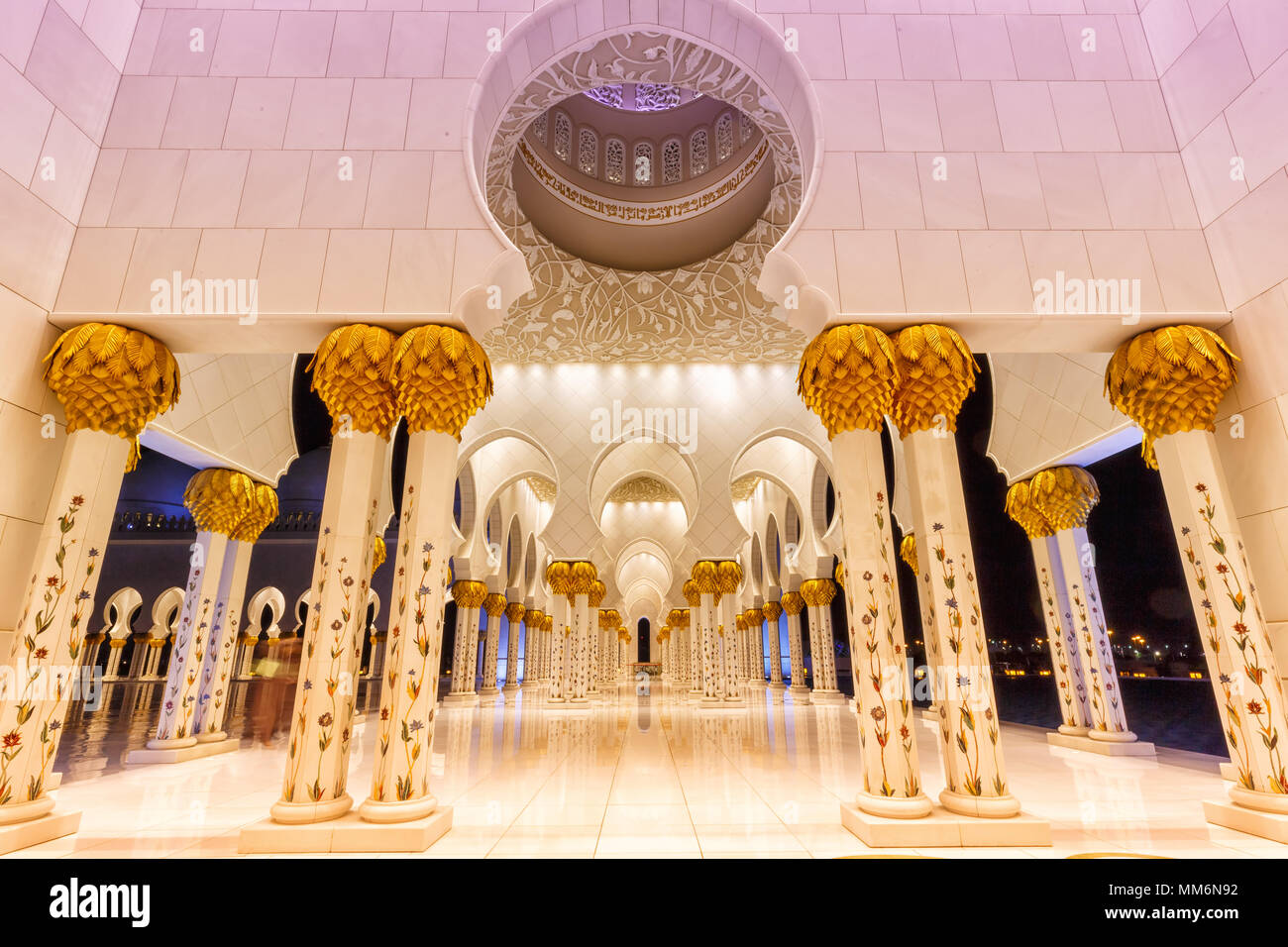Sheikh Zayed Grand Mosque Abu Dhabi columns United Arab Emirates UAE ...