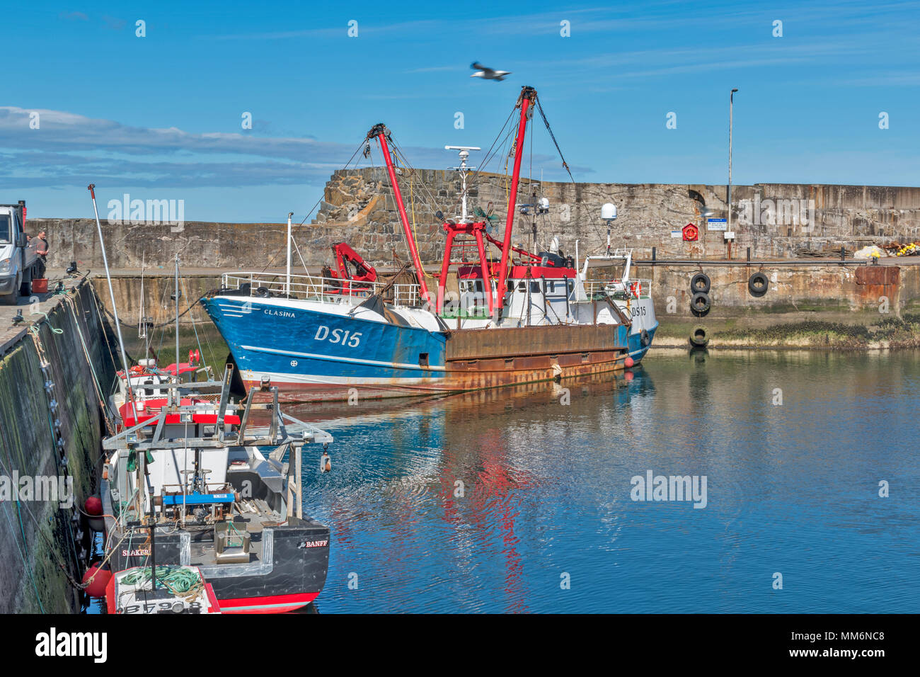 MACDUFF ABERDEENSHIRE SCOTLAND SHIPYARD OR BOATYARD TRAWLER UNDERGOING ...