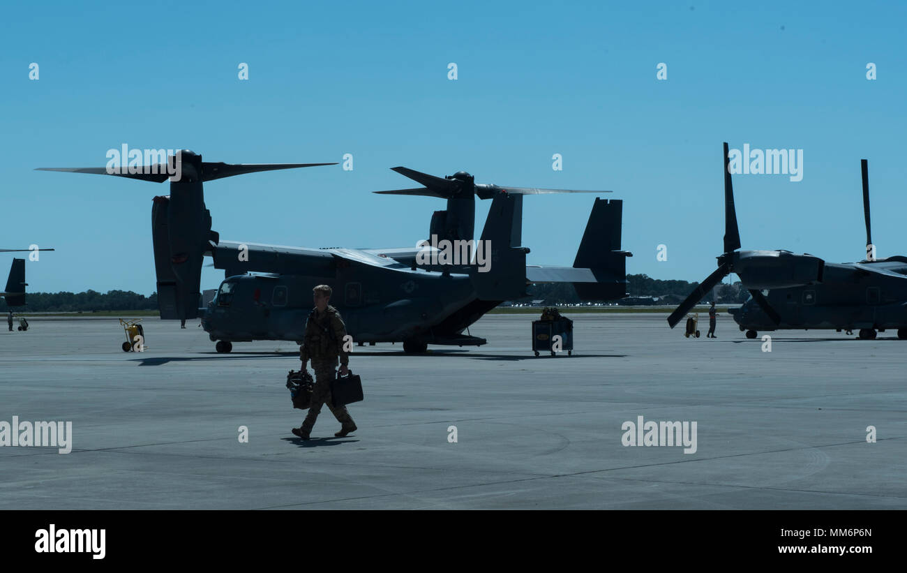 Eleven CV-22 Osprey tiltrotor aircraft assigned to the 8th Special ...