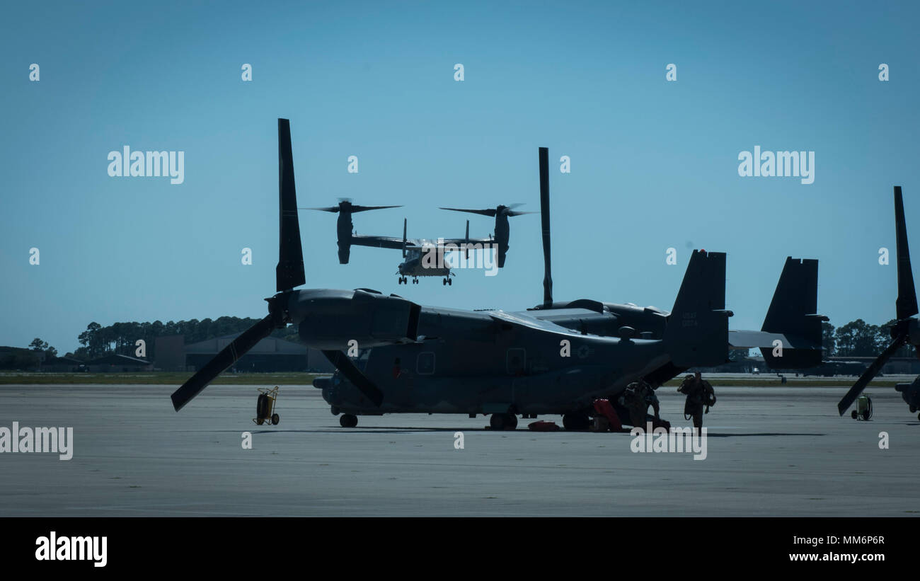 Eleven CV-22 Osprey tiltrotor aircraft assigned to the 8th Special ...