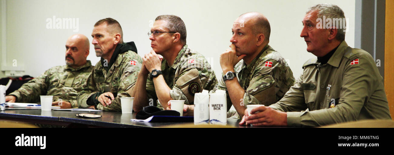 Danish Home Guard Commander, Maj. Gen. Jens Garly (center), and members ...