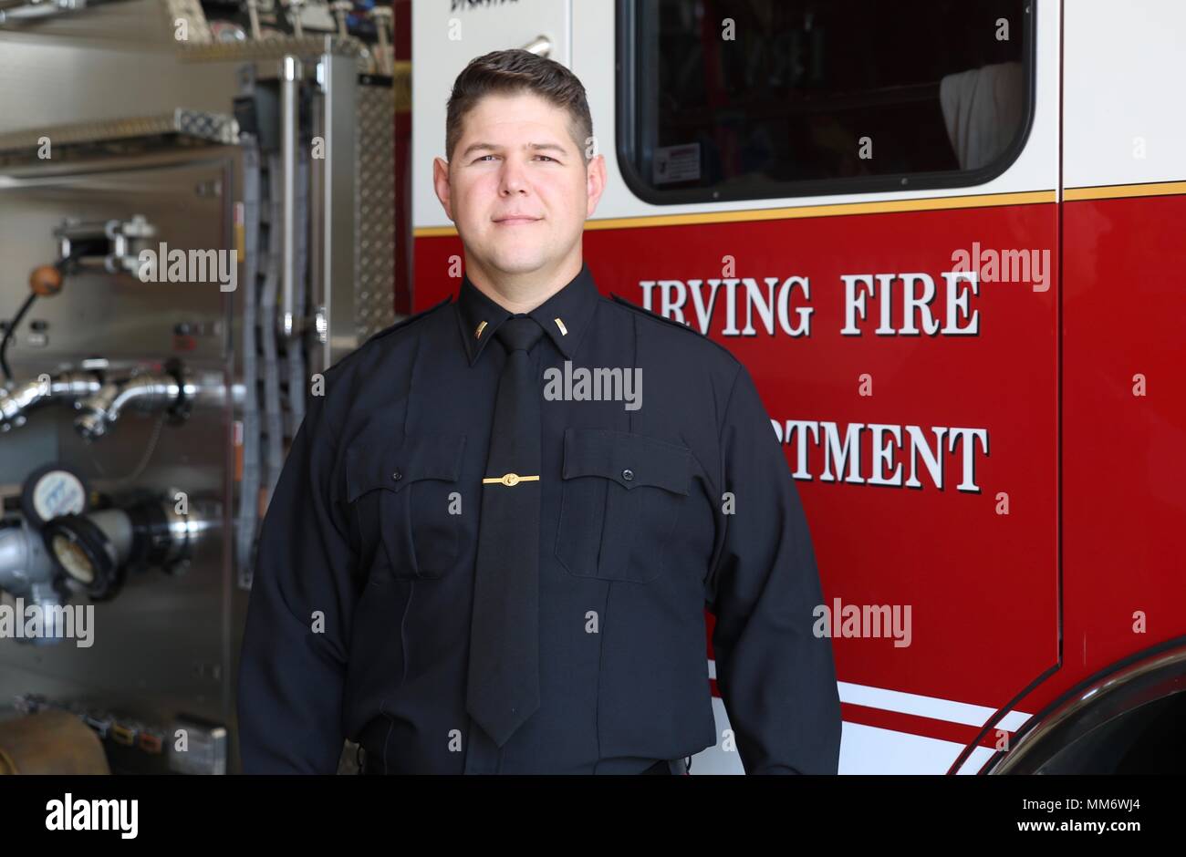 Retired Marine Staff Sgt. Eric Smith poses at Fire Station #06 in ...