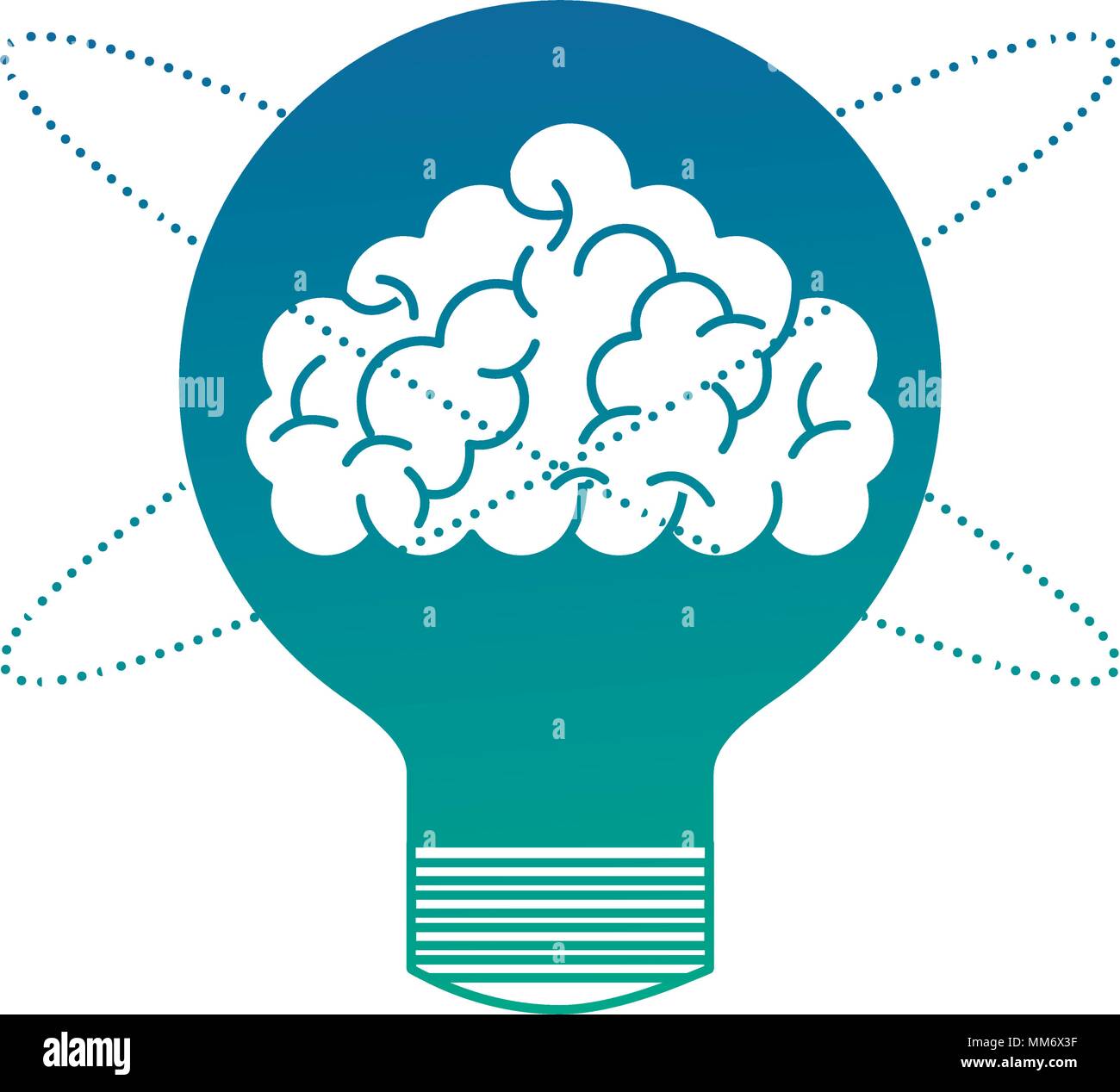 human brain in bulb light creativity vector illustration degraded color ...