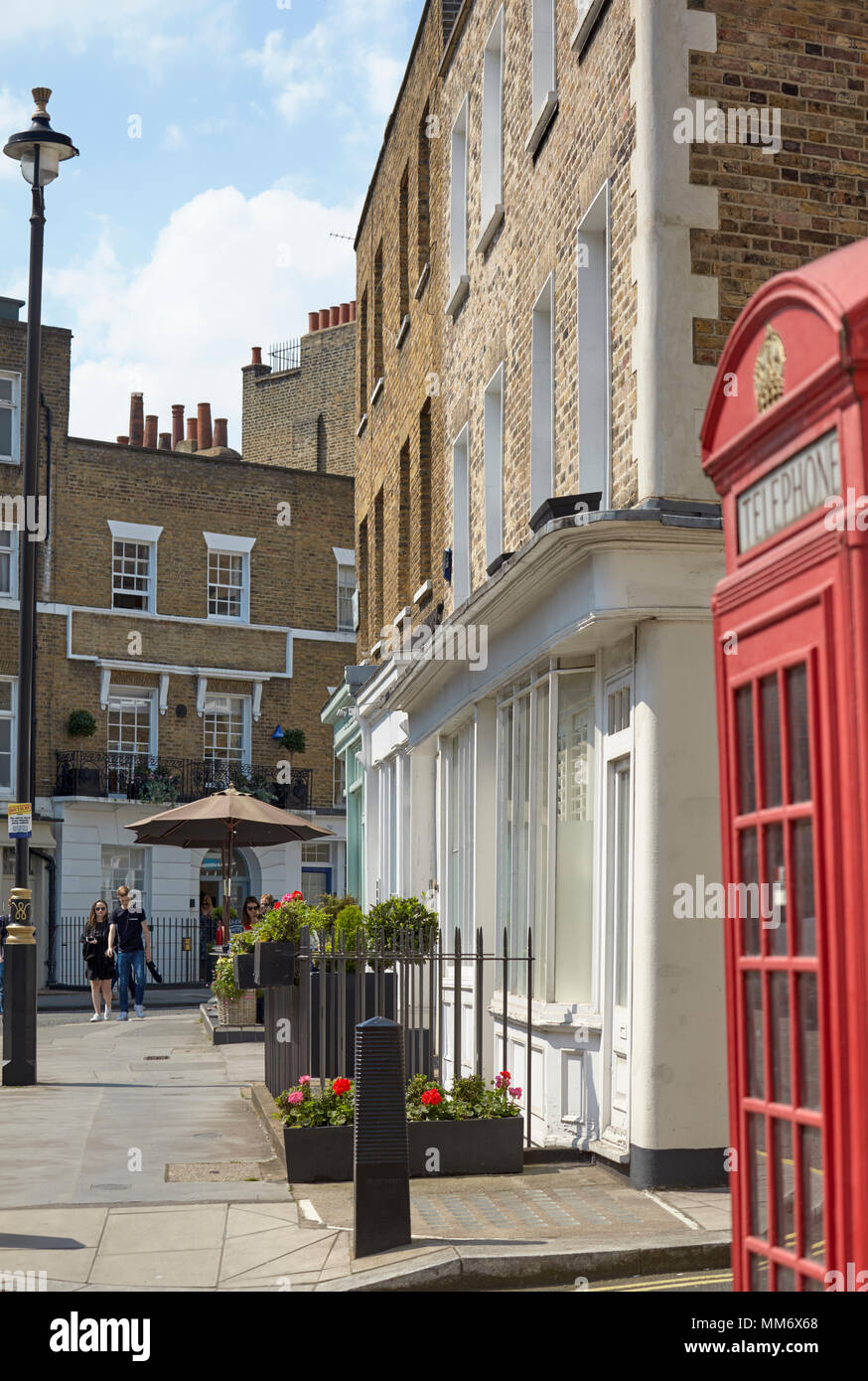Pretty street with small restaurants in Westminster, London Stock Photo ...
