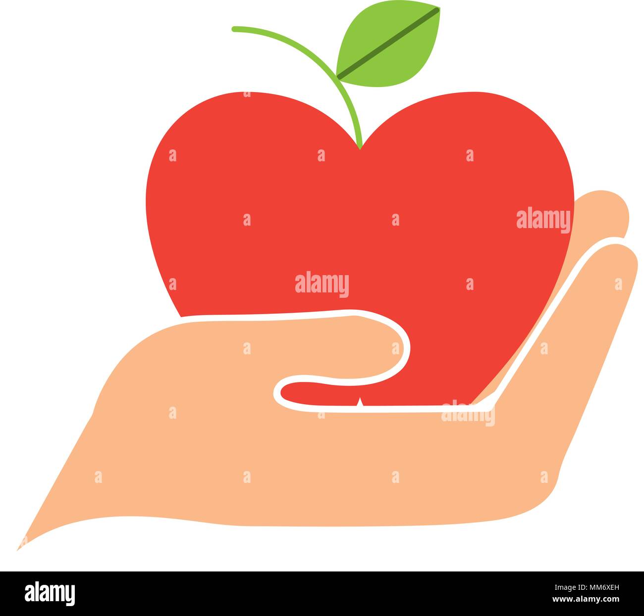 hand with fresh apple fruit isolated icon vector illustration design ...