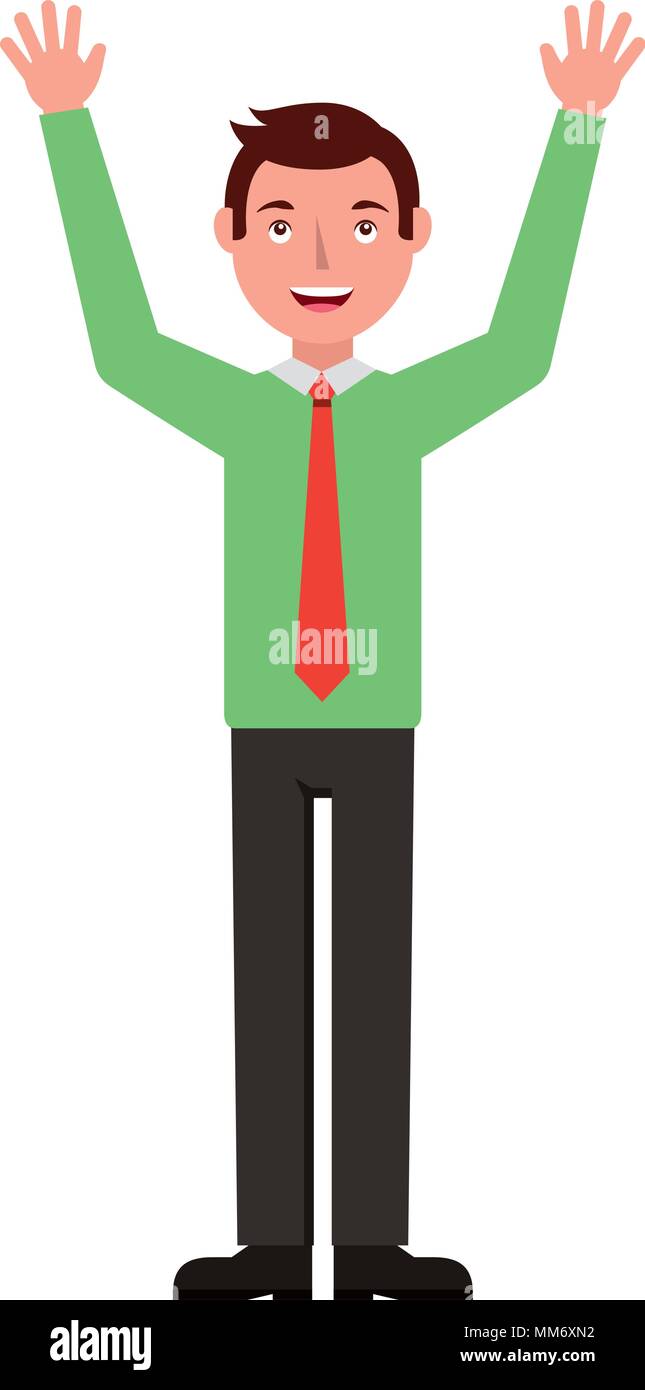 elegant businessman with hands up avatar character vector illustration ...
