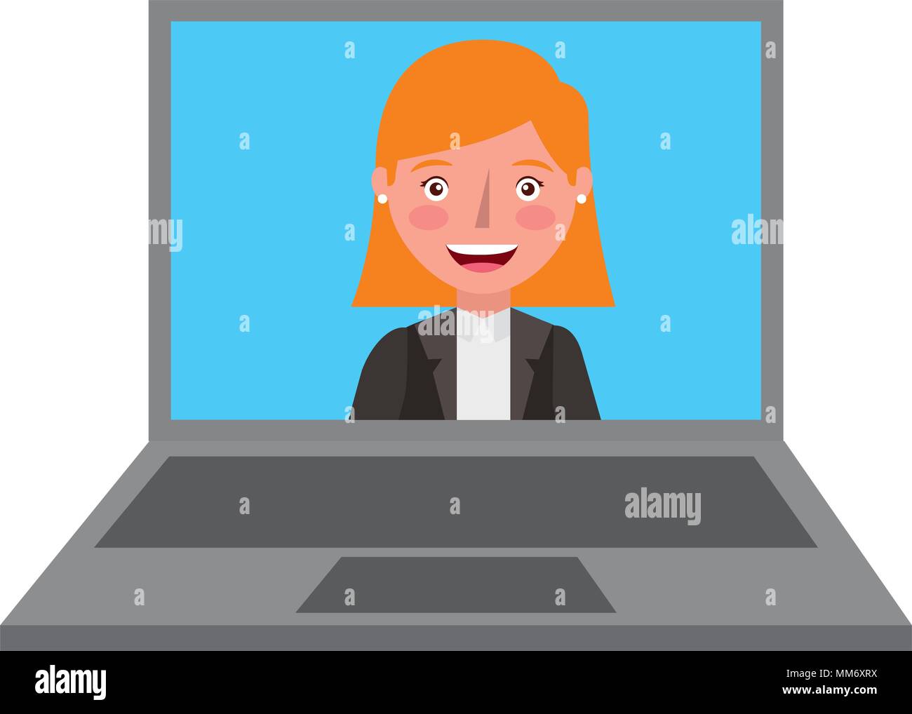 Woman face in front of computer screen Stock Vector Images - Alamy