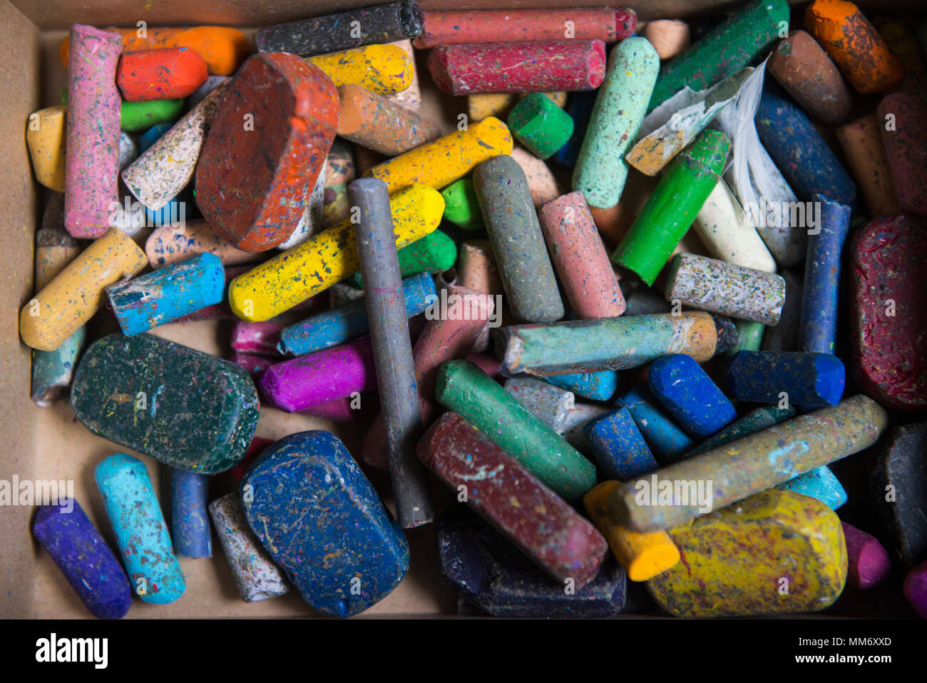 Close-up of a box of chalks, crayons, Munich, Germany Stock Photo - Alamy