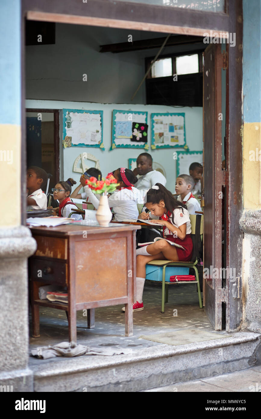 Teacher and school children in classroom, Havana, Cuba Stock Photo - Alamy