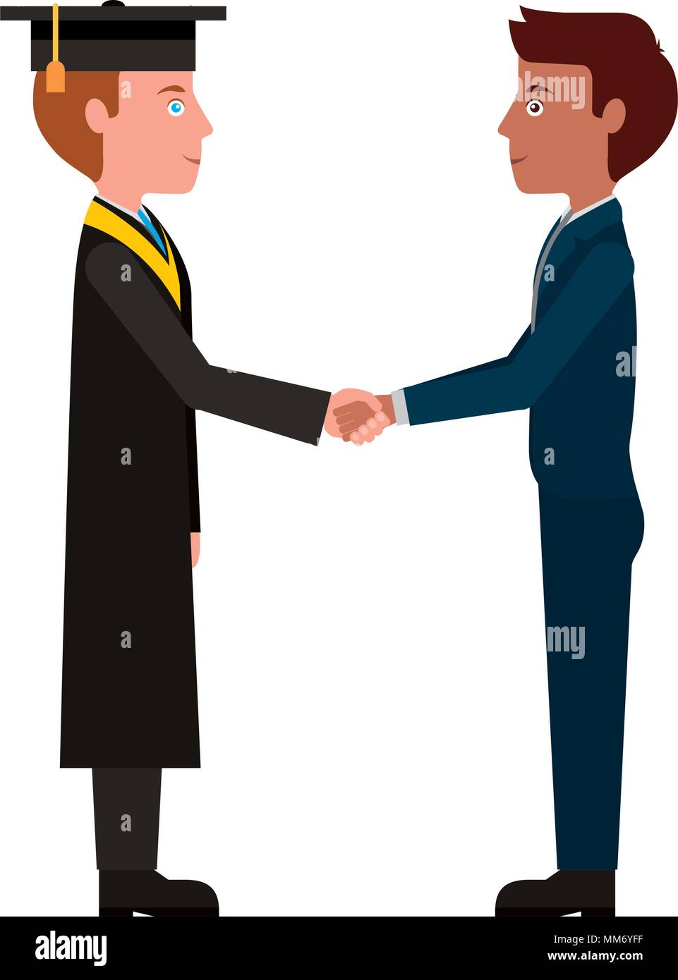 graduate man with bussinesman shaking hands vector illustration design ...