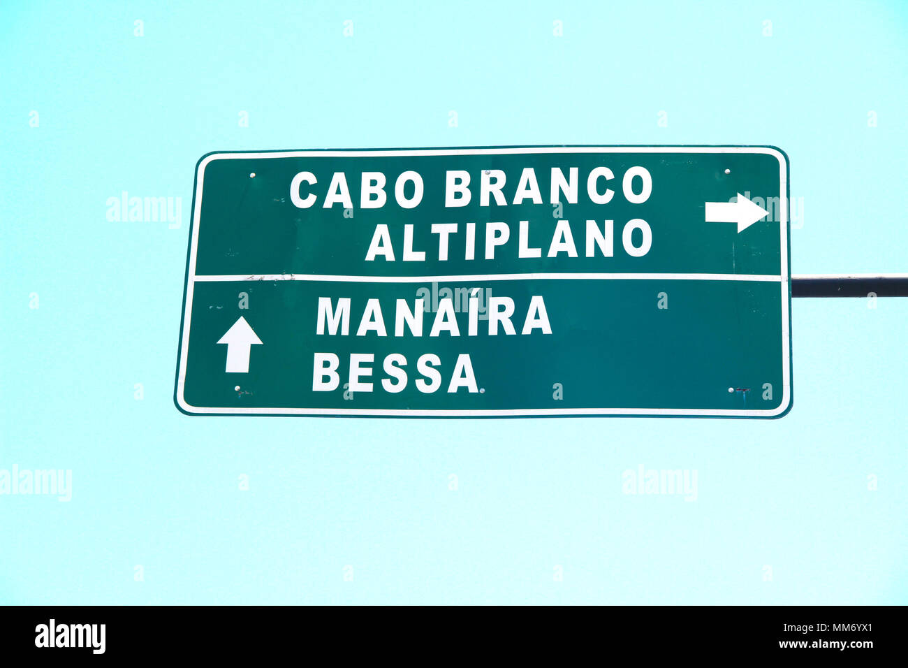 Plaque sign street, Beach of the Bessa, Cabo Branco, João Pessoa ...