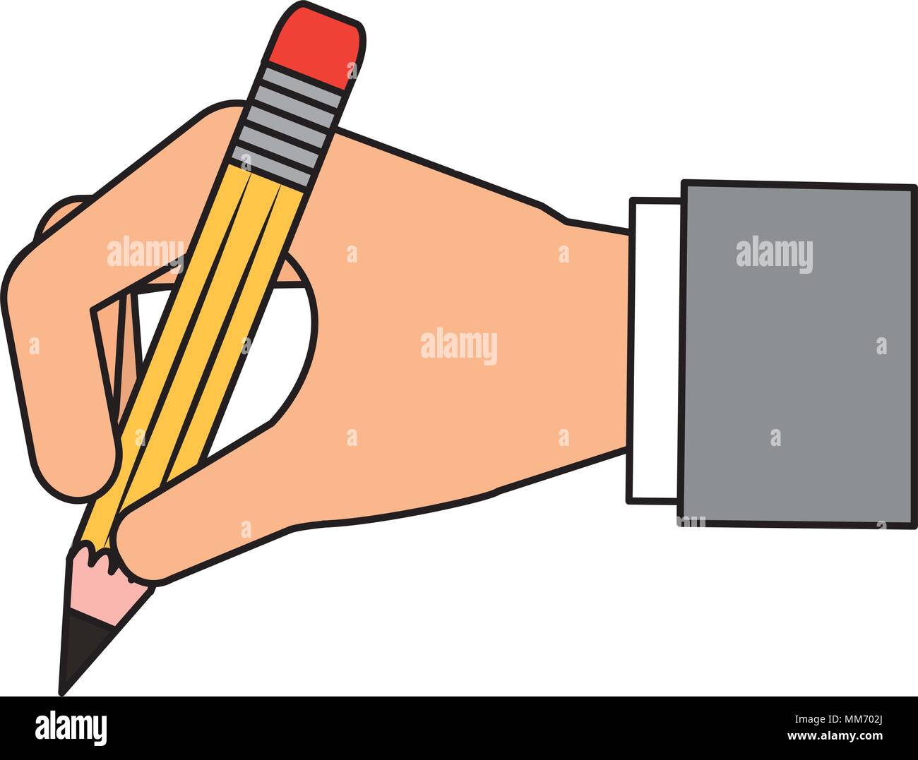 hand using pencil school writing vector illustration Stock Vector Image ...