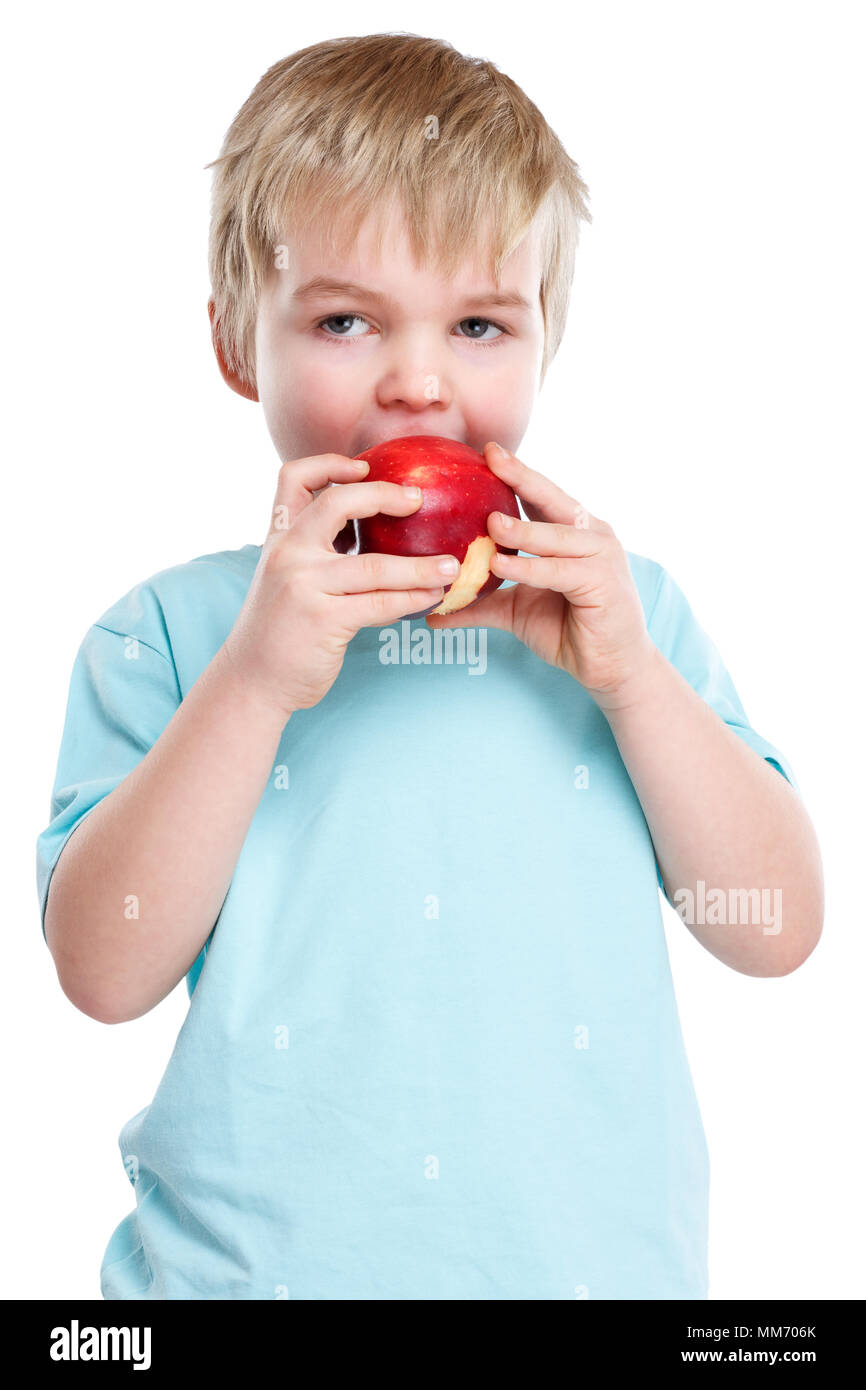 Child kid eating apple fruit autumn fall healthy portrait format ...