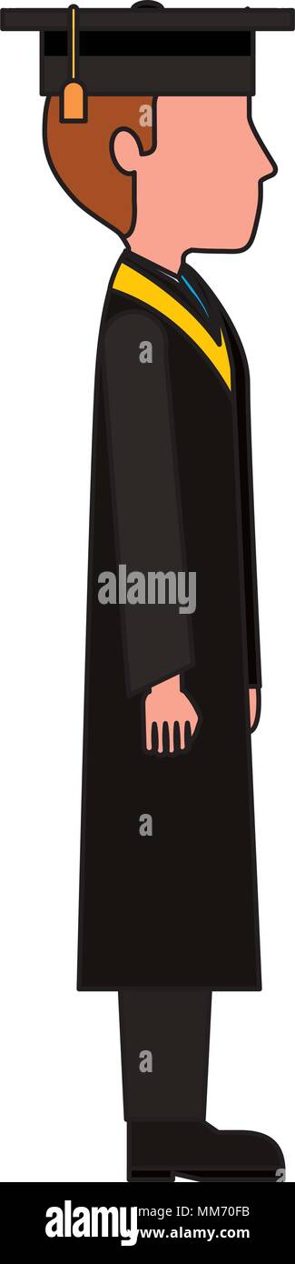 graduate man side view character vector illustration Stock Vector Image ...