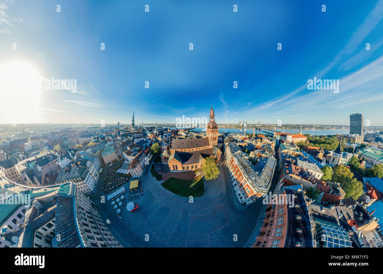 Riga City Dome church Old Town Monument drone 360 vr view Stock Photo ...