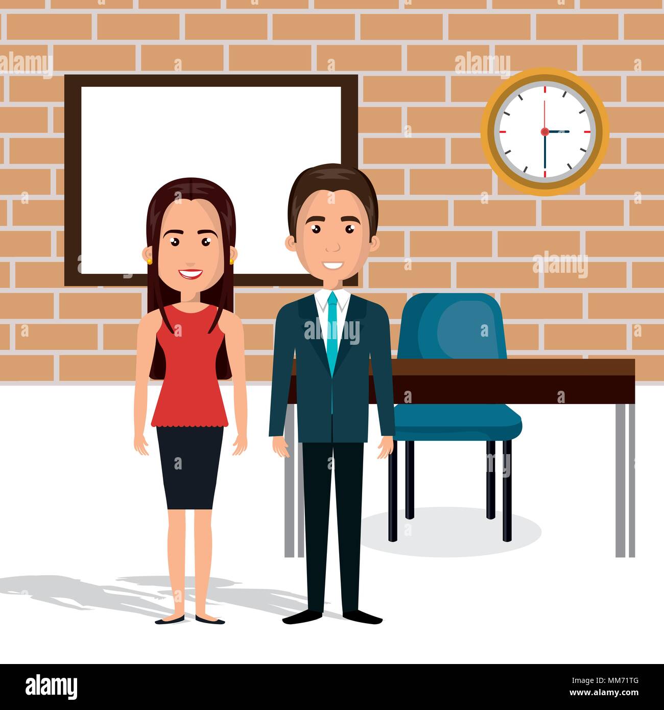 young couple in the classroom avatars characters Stock Vector Image ...