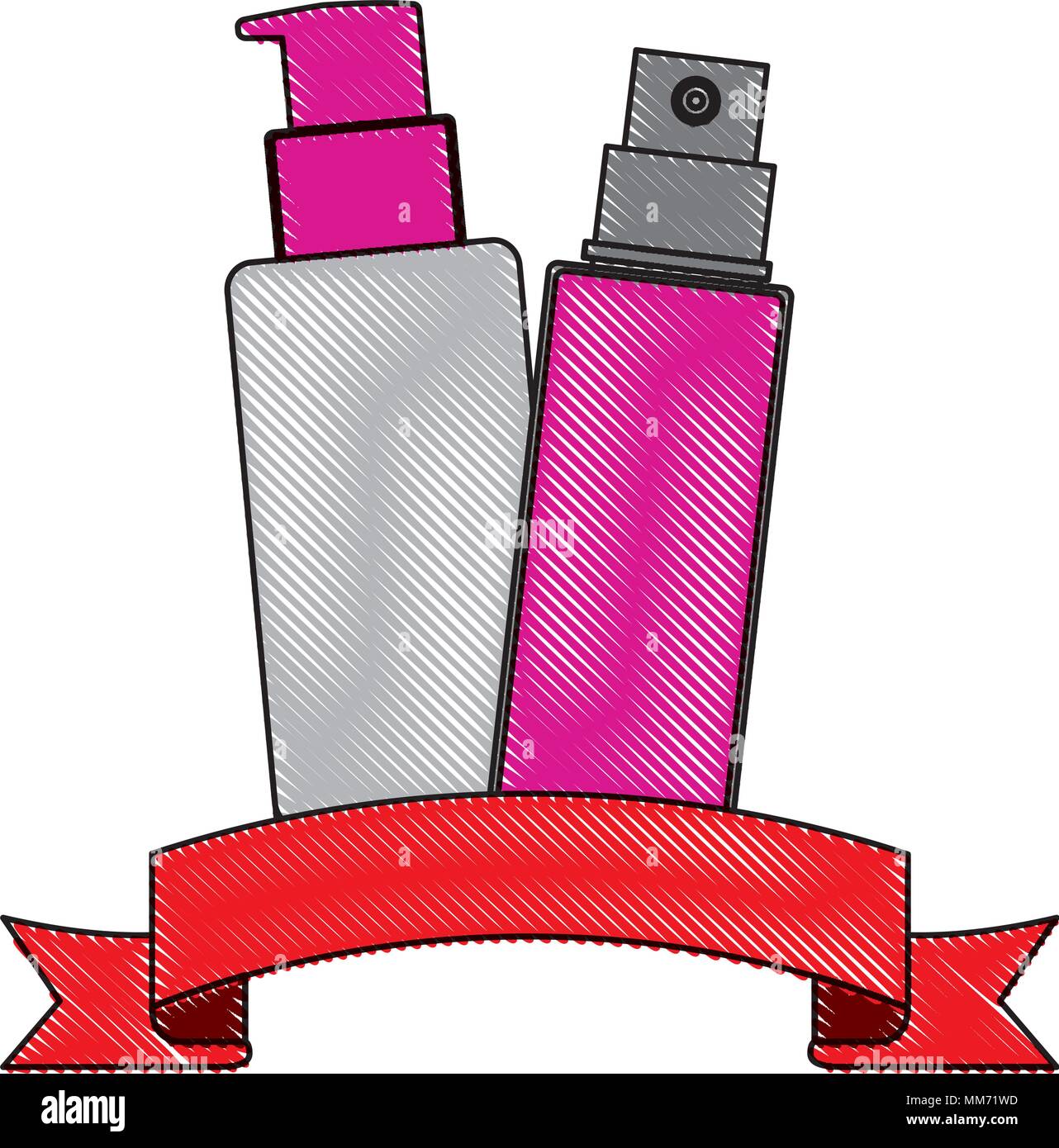 perfume and cream cosmetic product emblem vector illustration drawing ...