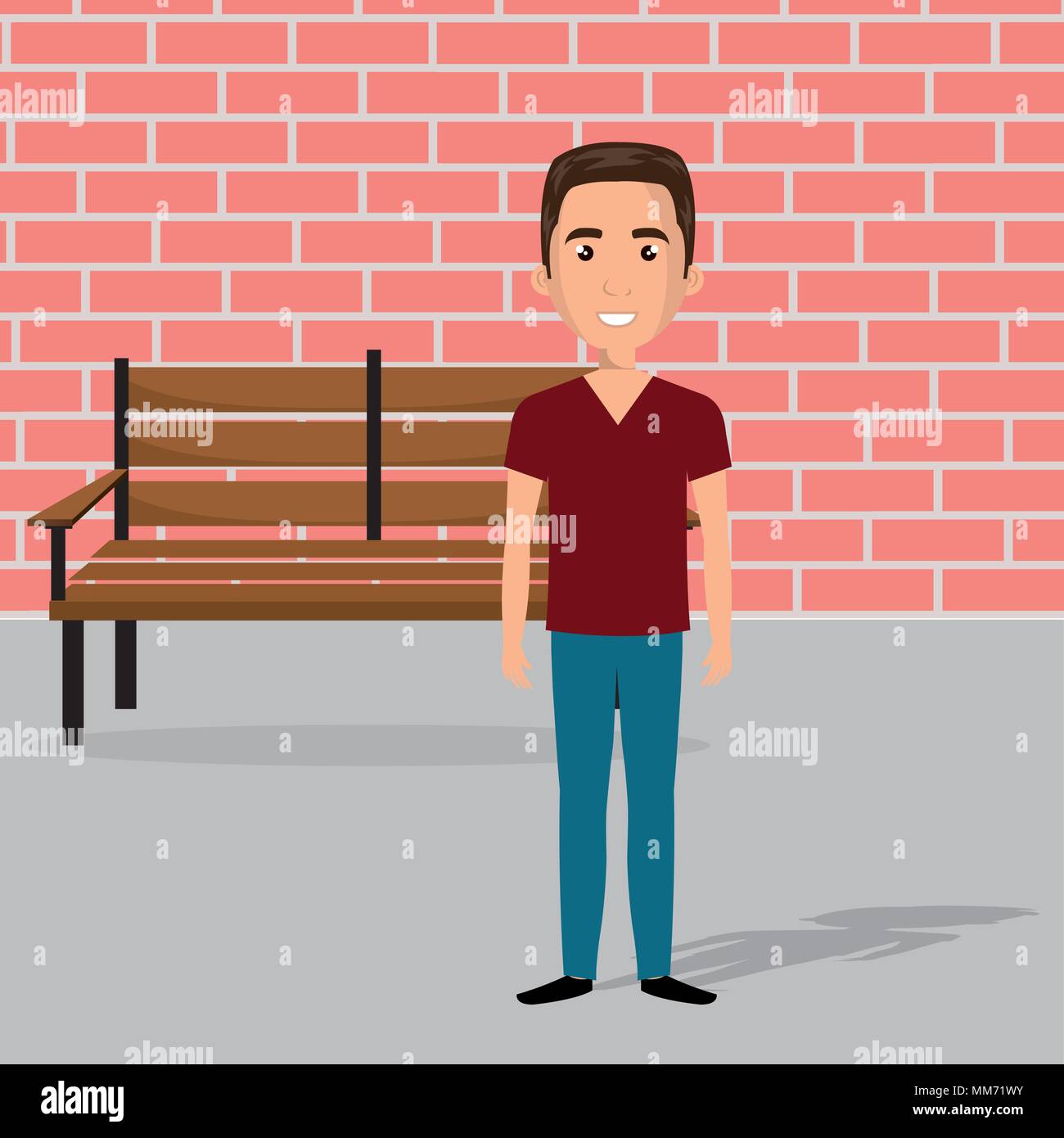 Young man in wooden Stock Vector Images - Alamy