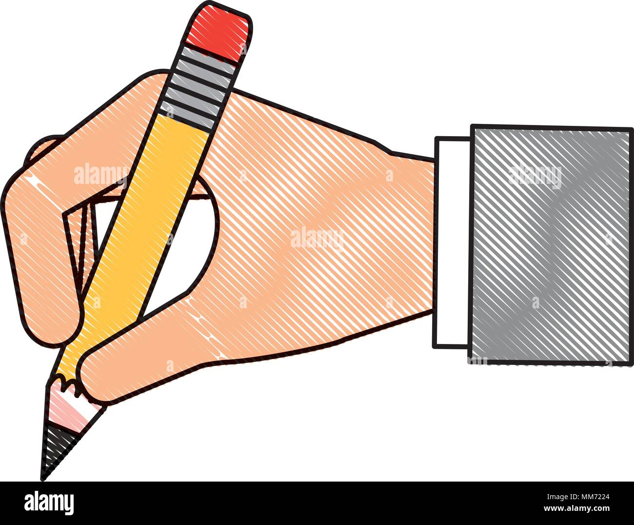 hand using pencil school writing vector illustration drawing Stock ...