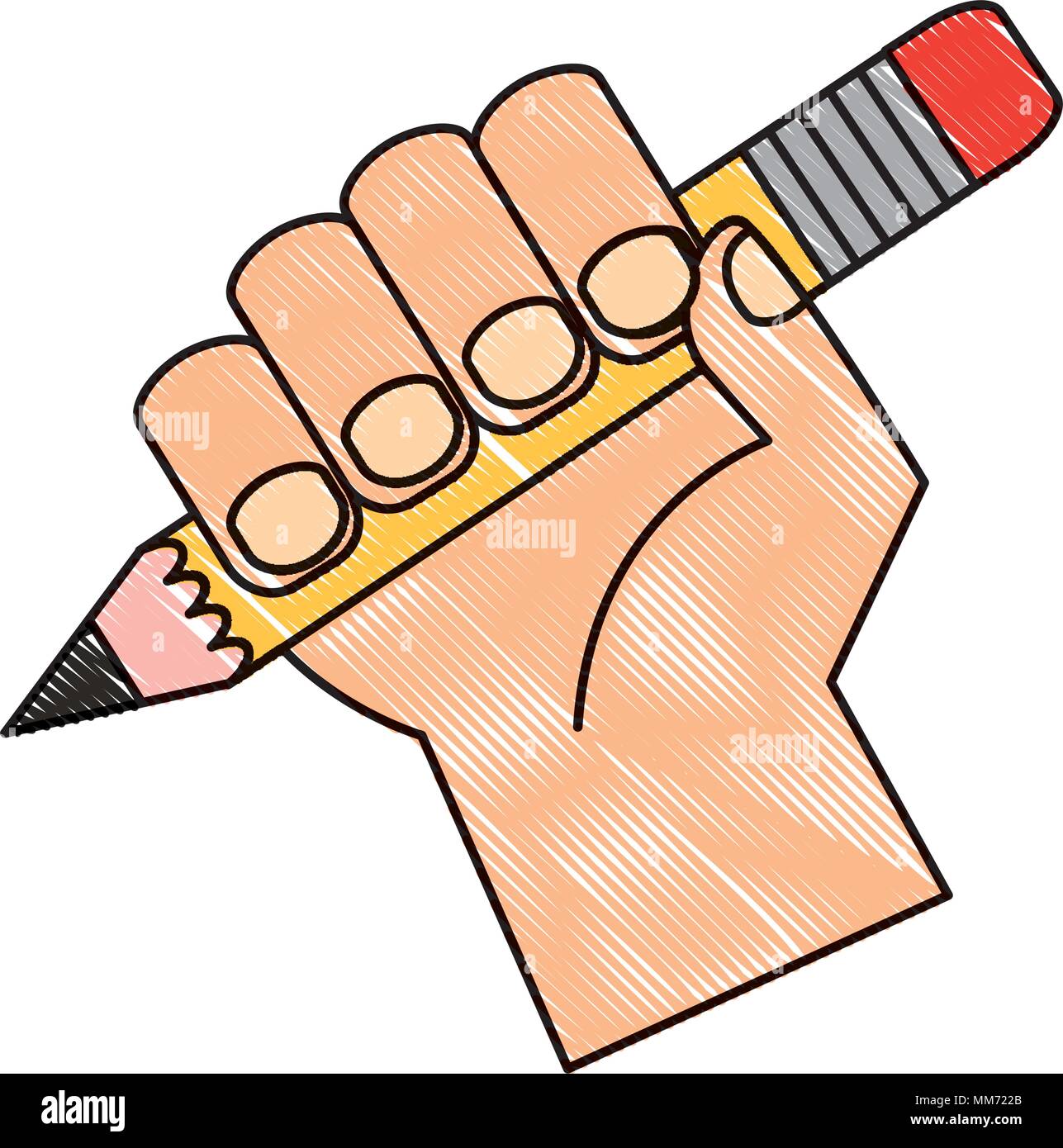 hand holding wooden pencil creativity vector illustration drawing Stock ...