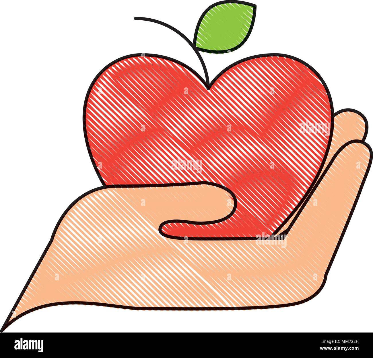 Hand holding red apple Stock Vector Images - Alamy