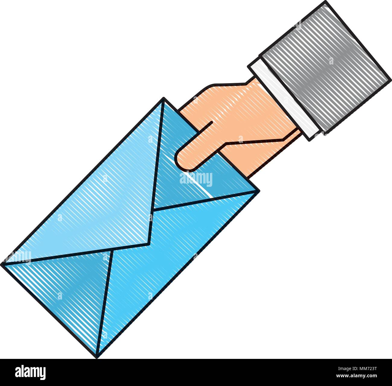 hand holding envelope email message vector illustration drawing Stock ...