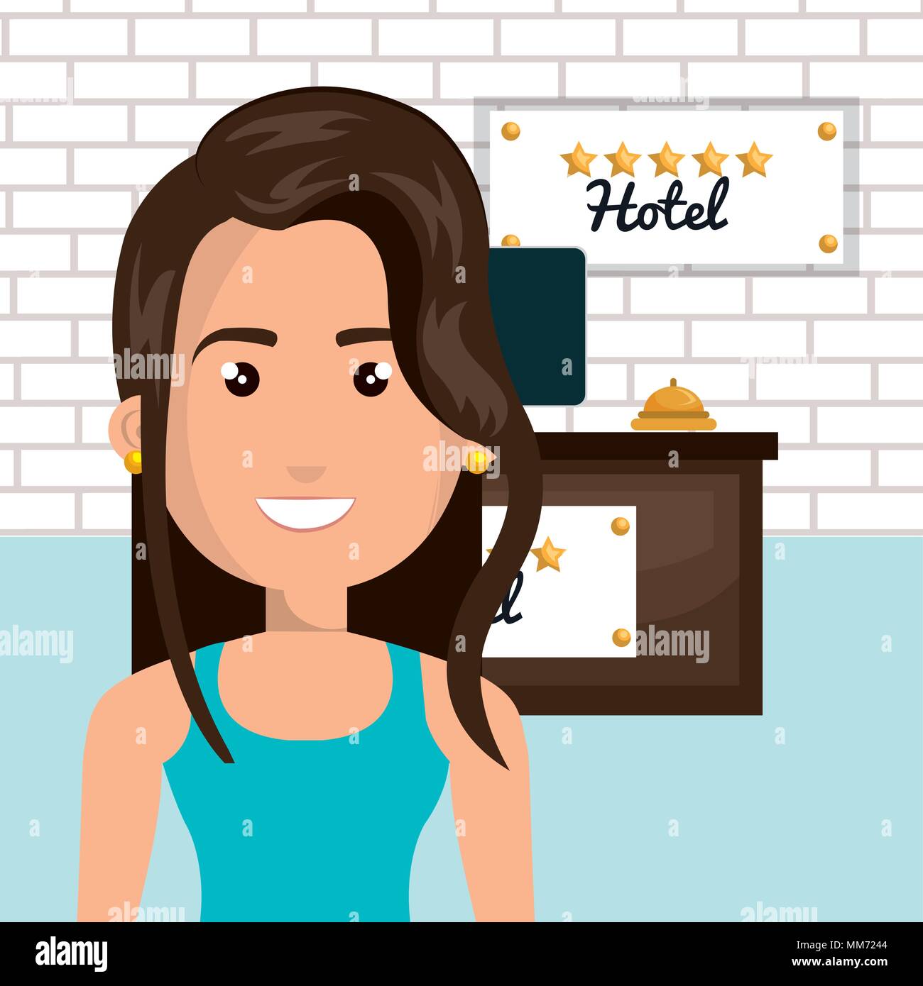 young woman in the hotel reception character scene Stock Vector Image ...