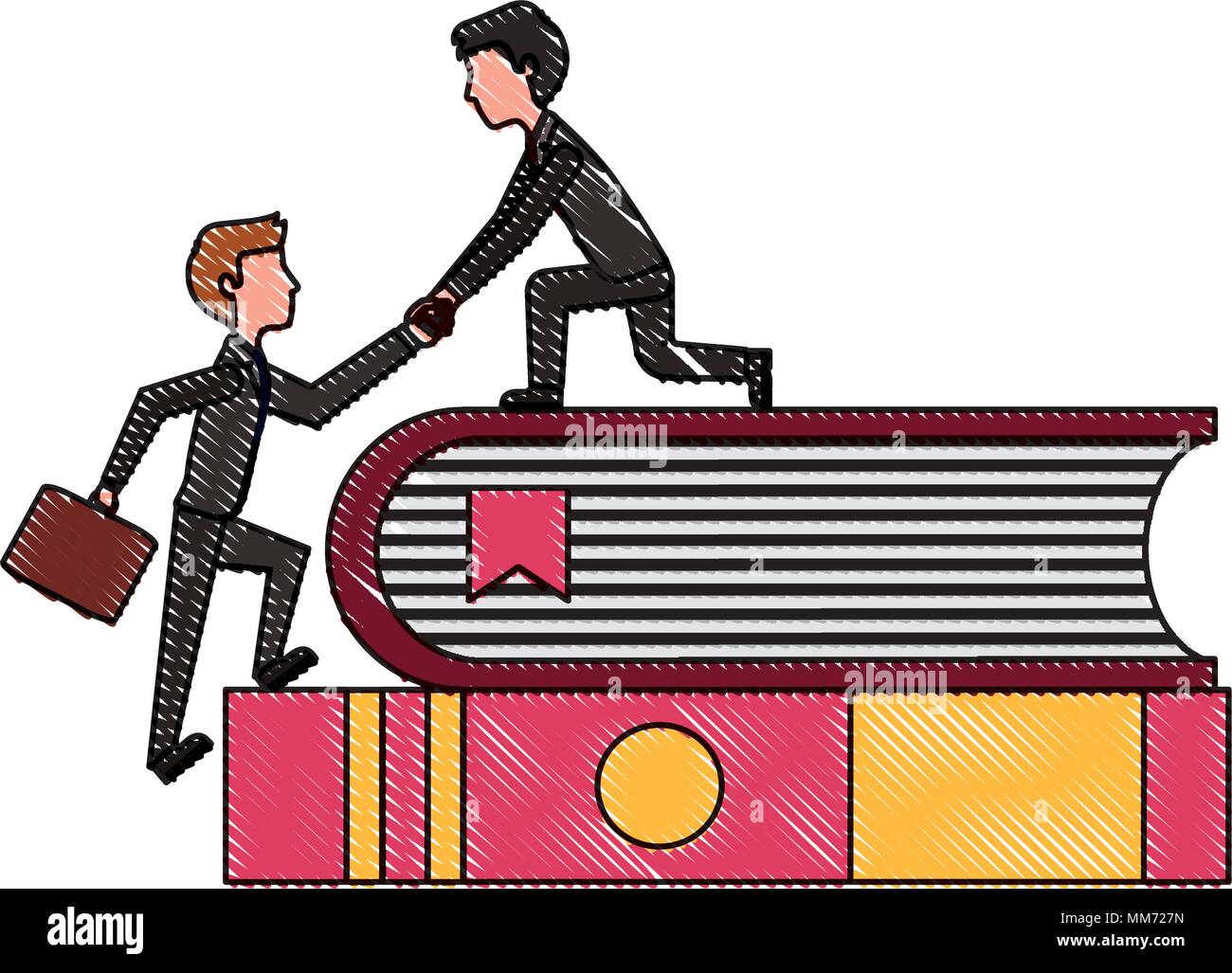 people climbing steps with books education vector illustration drawing ...