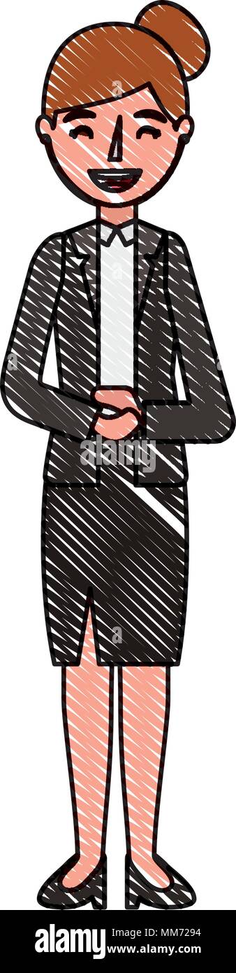 woman character standing in formal clothes vector illustration drawing ...