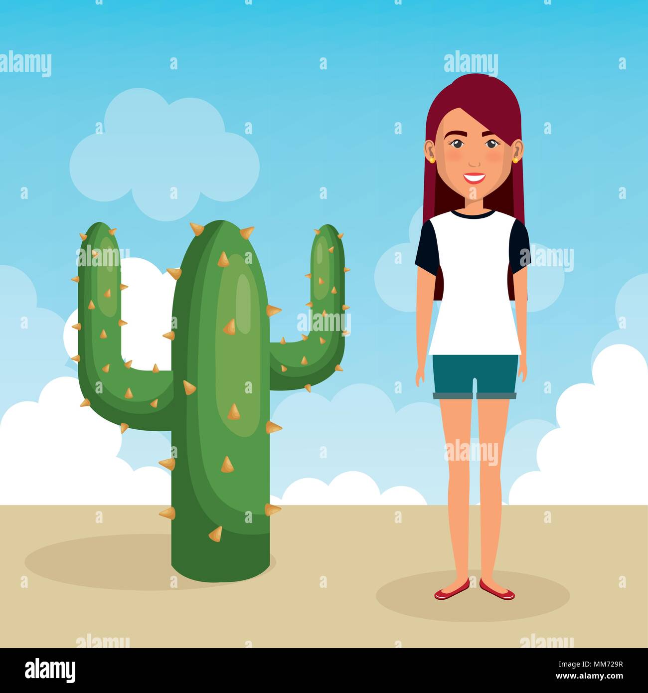 young woman in the desert character scene Stock Vector Image & Art - Alamy