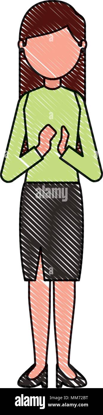 woman character standing in formal clothes vector illustration drawing ...