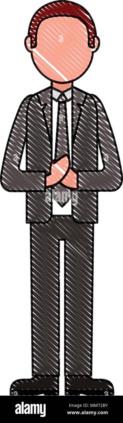 standing man character in formal clothes vector illustration drawing ...