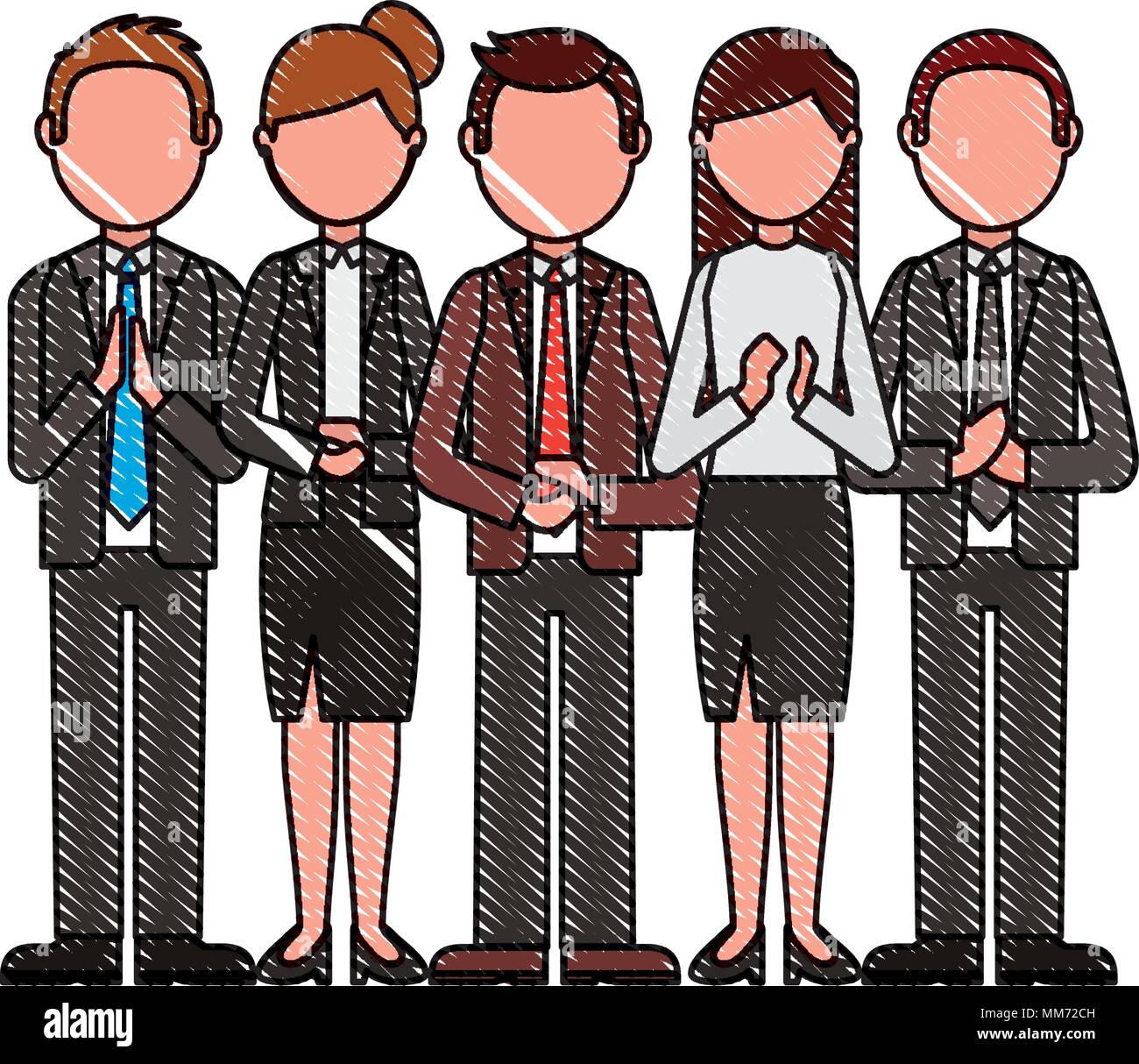 business people team group characters vector illustration drawing Stock ...