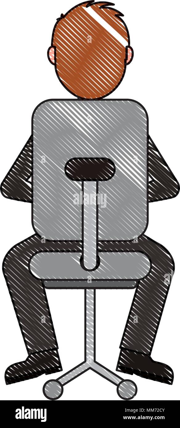 viewed back businessman sitting on office chair vector illustration ...