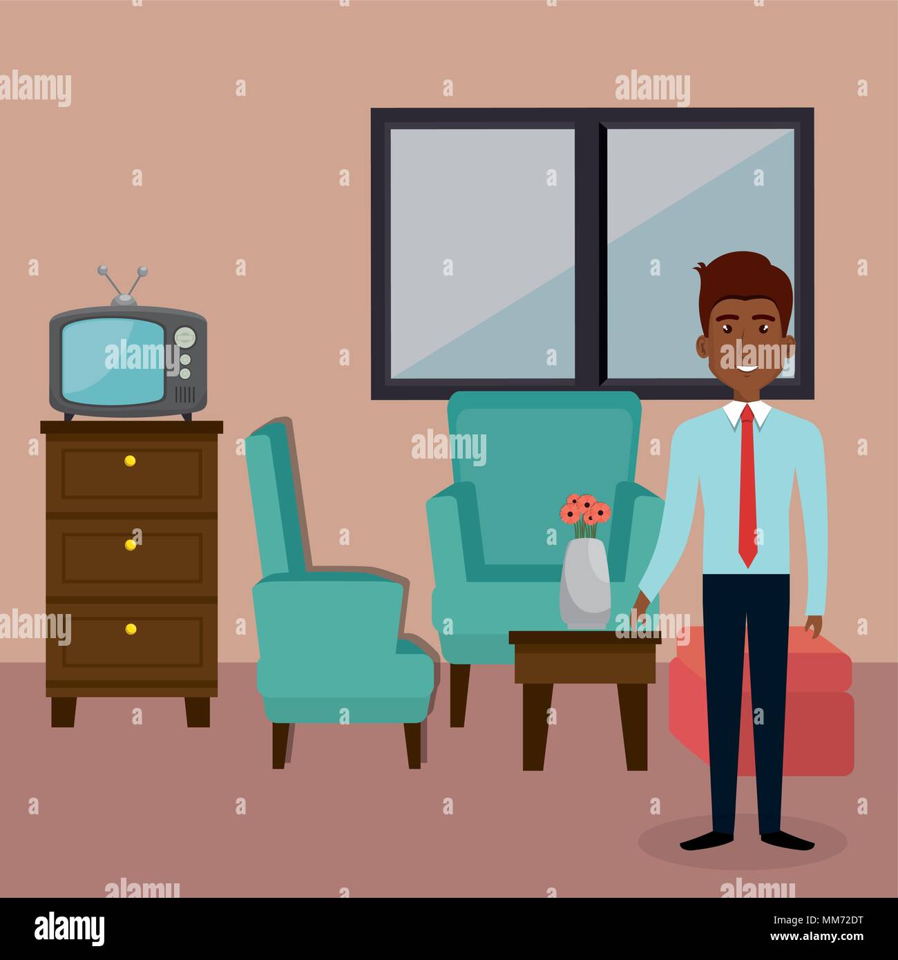 young man in the living room character scene Stock Vector Image & Art ...