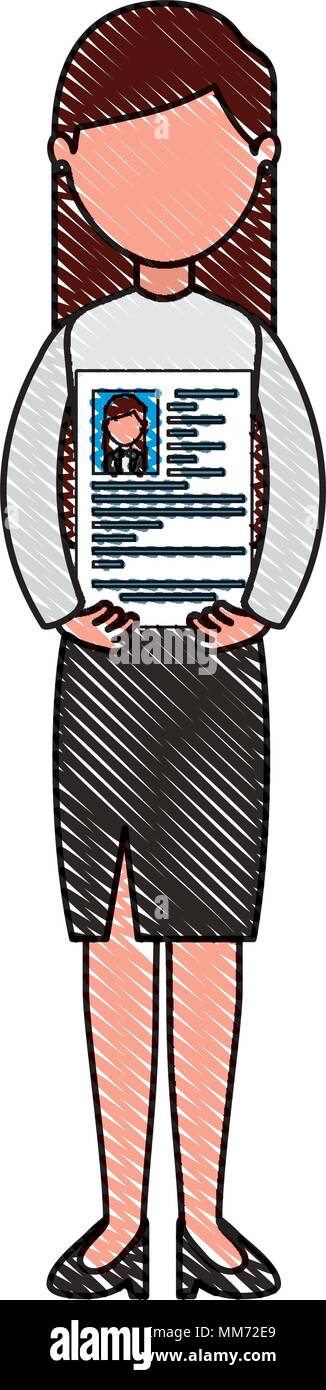 woman holding her resume for work vector illustration drawing Stock ...