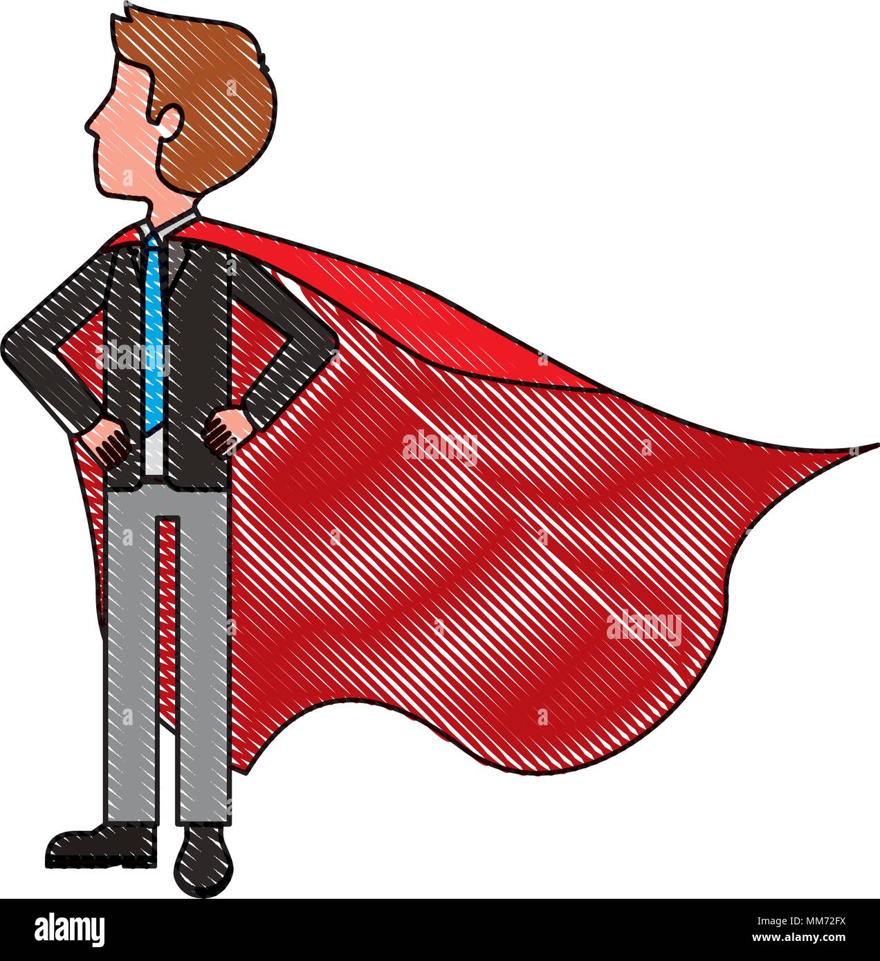 businessman wearing cape character image vector illustration drawing ...