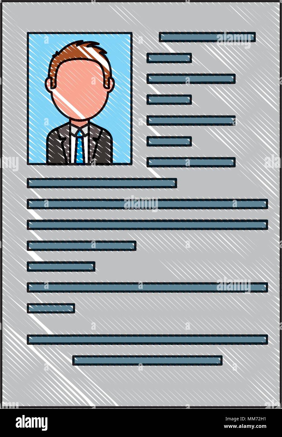 male resume document employment occupation vector illustration drawing ...